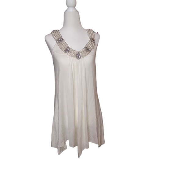 Wet Seal | Tops | Wet Seal M Jeweled Collared Tank Blouse Top Whote ...